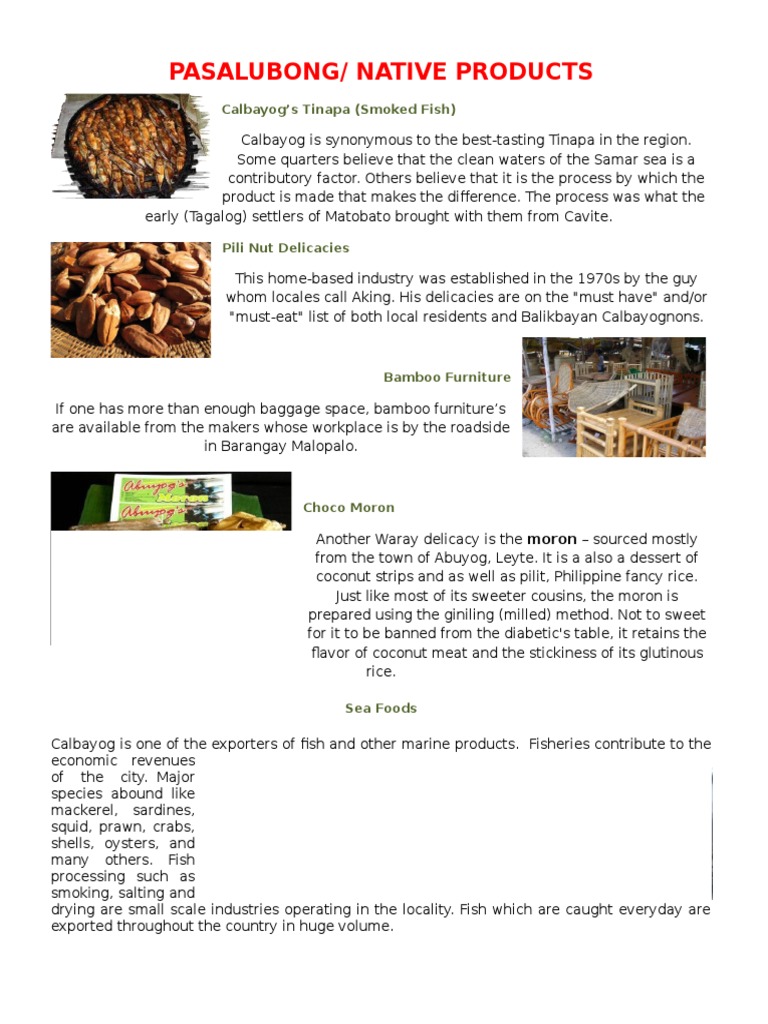 Calbayog Native Products and Delicacies | PDF | Cooking, Food & Wine