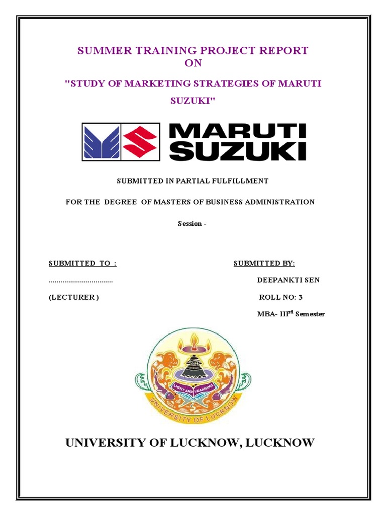 Marketing Strategy of Maruti Suzuki - Deepankti Sen | PDF | Behavior ...
