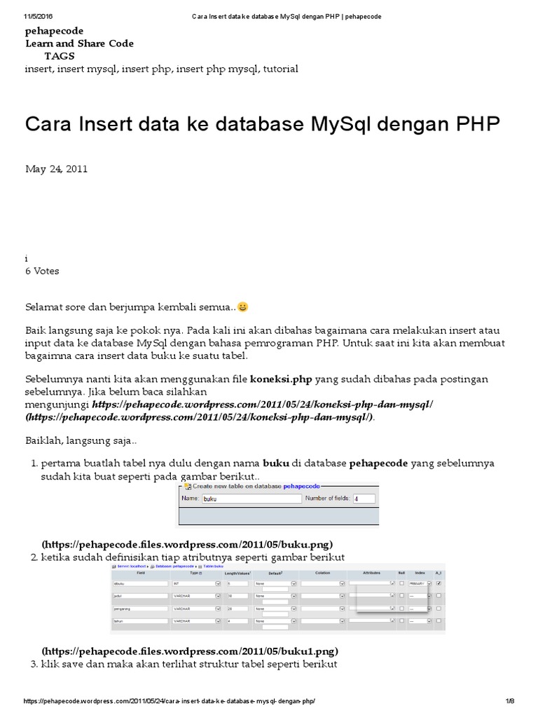 Cara Insert Data Ke Database MySql Dengan PHP - Pehapecode | PDF