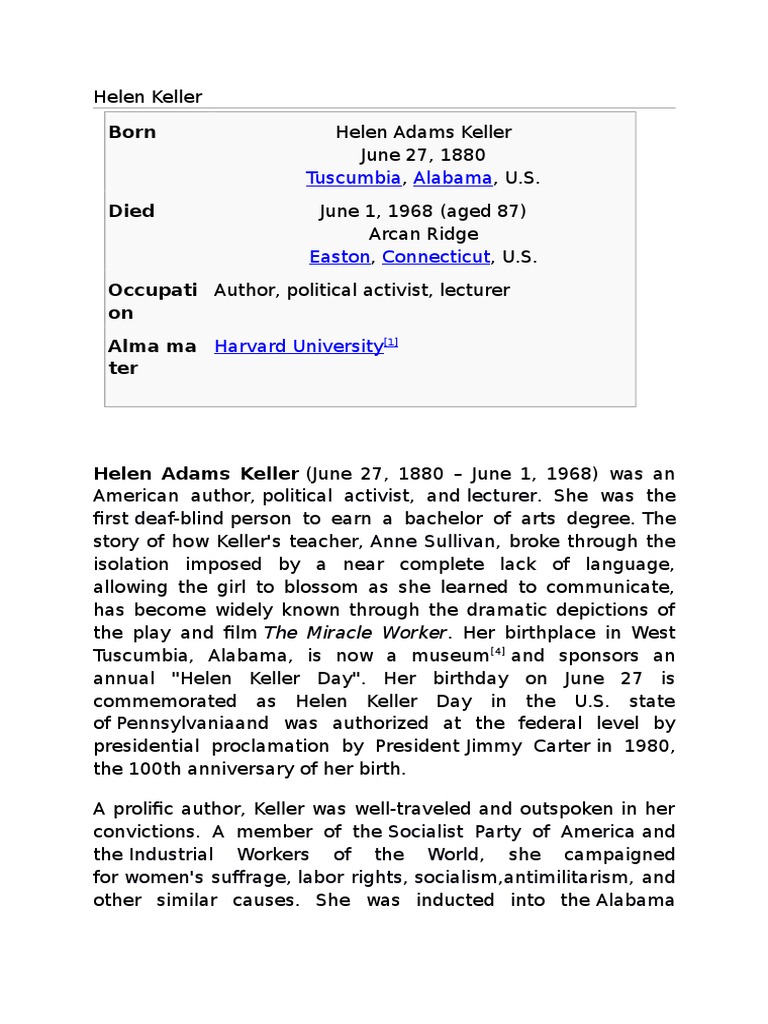 Seminar Helen Keller Pdf Helen Keller Stephen Hawking