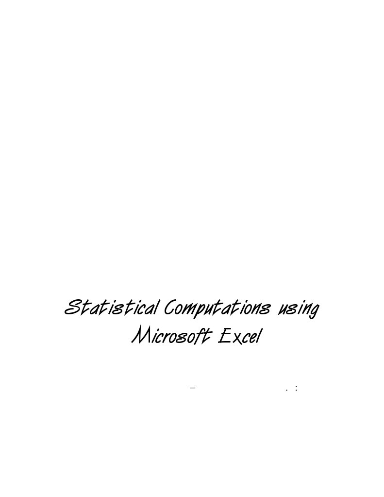 Stat Comp Using Excel | PDF