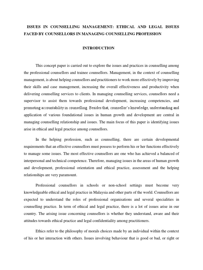 Ethical and Legal Issues in Counseling | PDF | Confidentiality ...