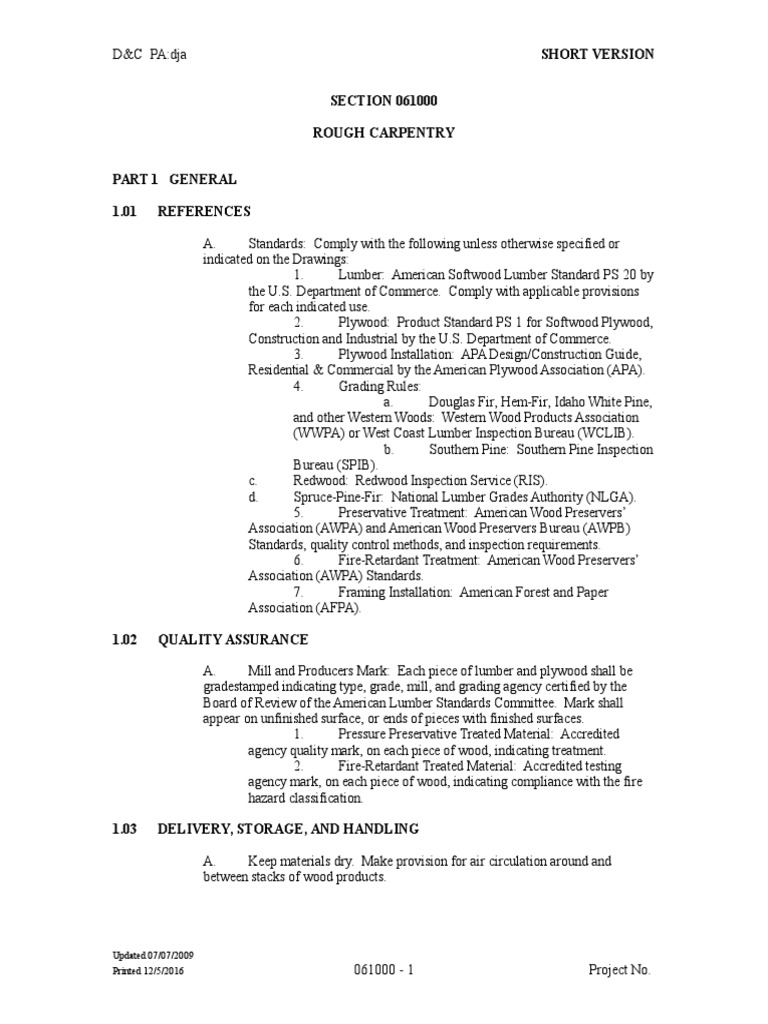 Rough Carpentry Short Version | PDF | Lumber | Framing (Construction)