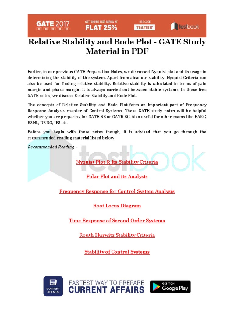 Relative Stability and Bode Plot - GATE Study Material in PDF - Compressed | PDF | Technology ...