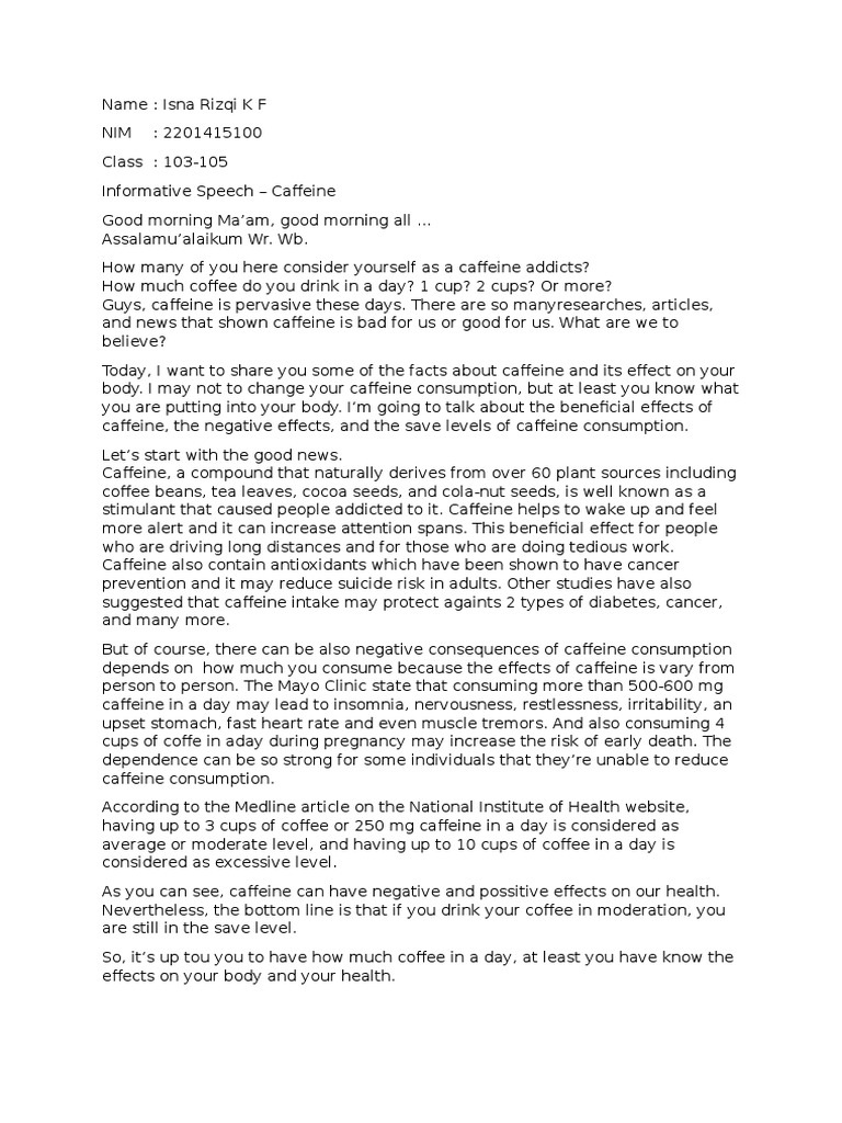 Informative Speech | Caffeine | Coffee