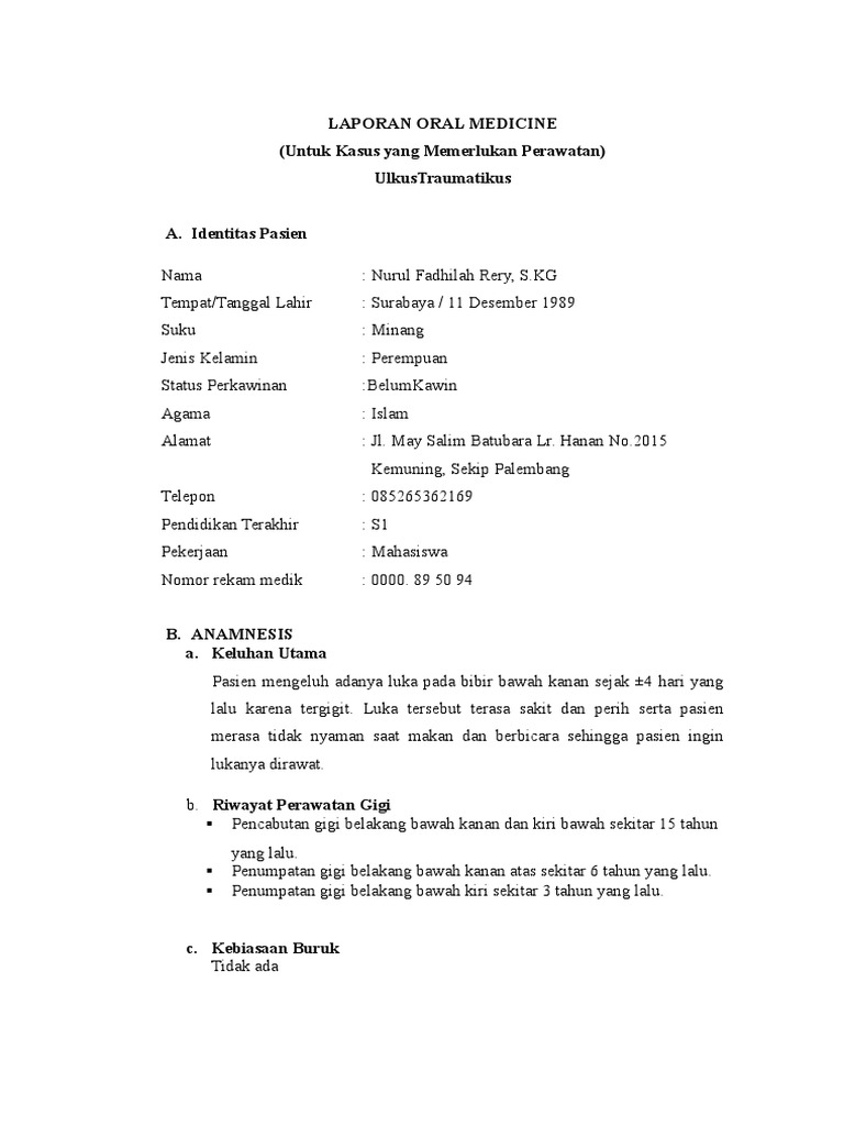 Ulkus Traumatikus | PDF