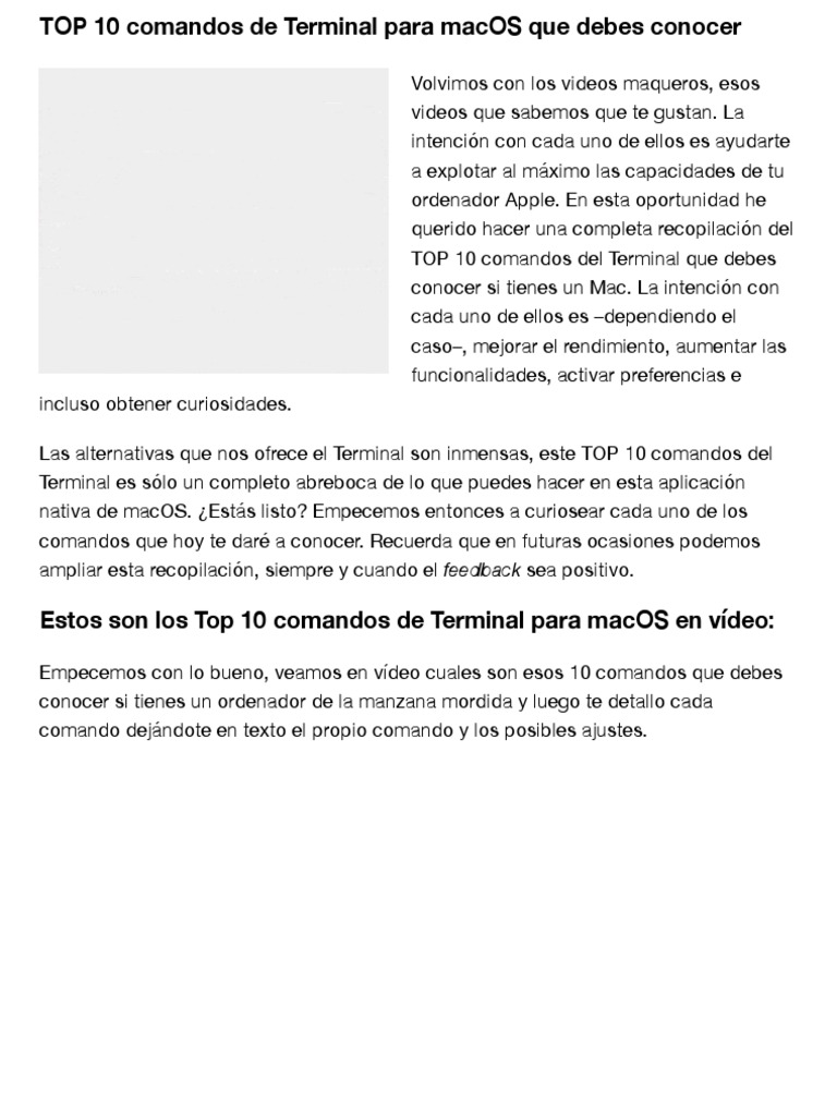 TOP 10 Comandos Del Terminal Que Debes Conocer Si Tienes Un Mac | PDF | Mac OS | Yo telefono