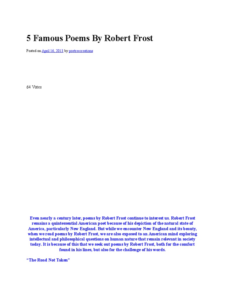 Five Famous Poems by Robert Frost | PDF | Poetry | Christmas
