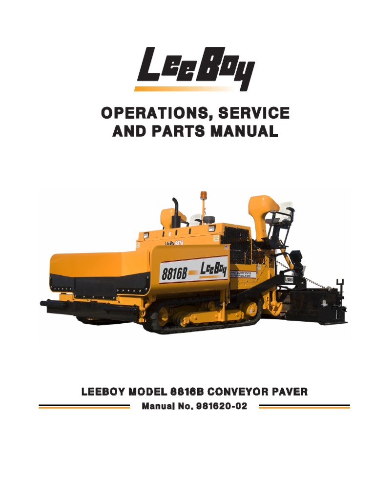 LeeBoy - 8816B - Paver Manual - Pavimentadora - Manual | PDF | Internal ...
