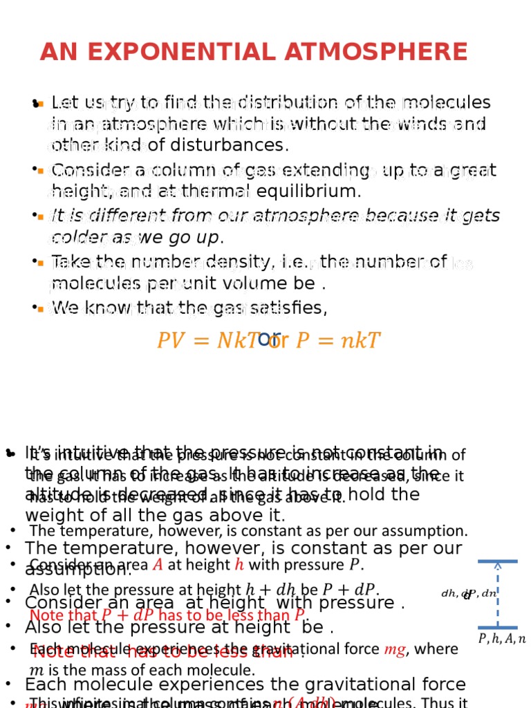 An Exponential Atmosphere: Colder As We Go Up | PDF | Heat | Gases