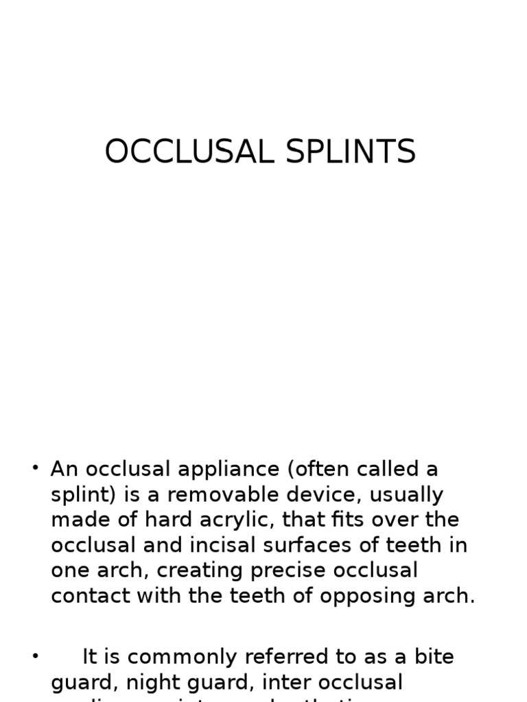 Occlusal Splints | PDF | Dentistry | Mouth