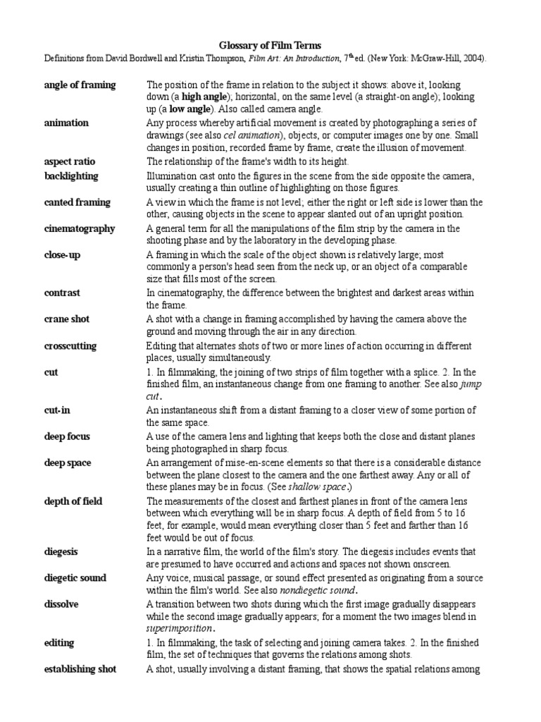 Film Terminology Glossary | PDF | Zoom Lens | Camera