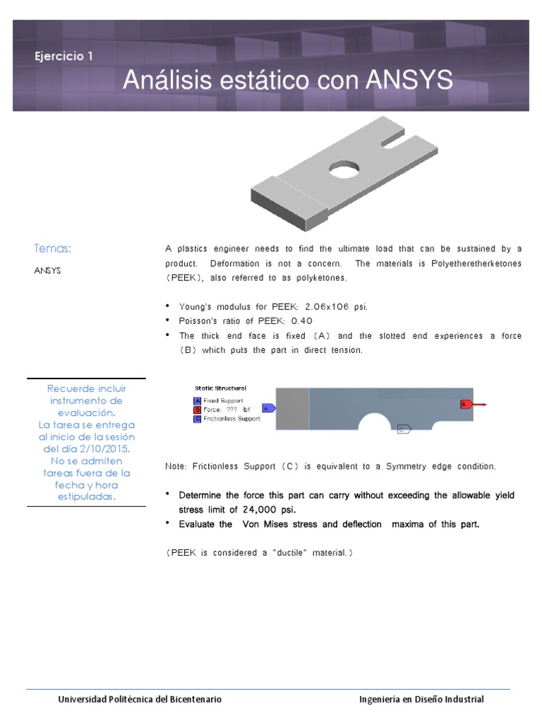 Ejercicios 1. Análisis Estáticos Con ANSYS | PDF Ejercicios 1. Análisis Estáticos Con ANSYS | PDF