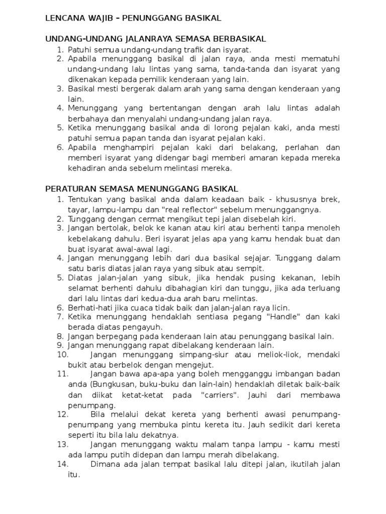 LENCANA WAJIB - Penunggang Basikal | PDF
