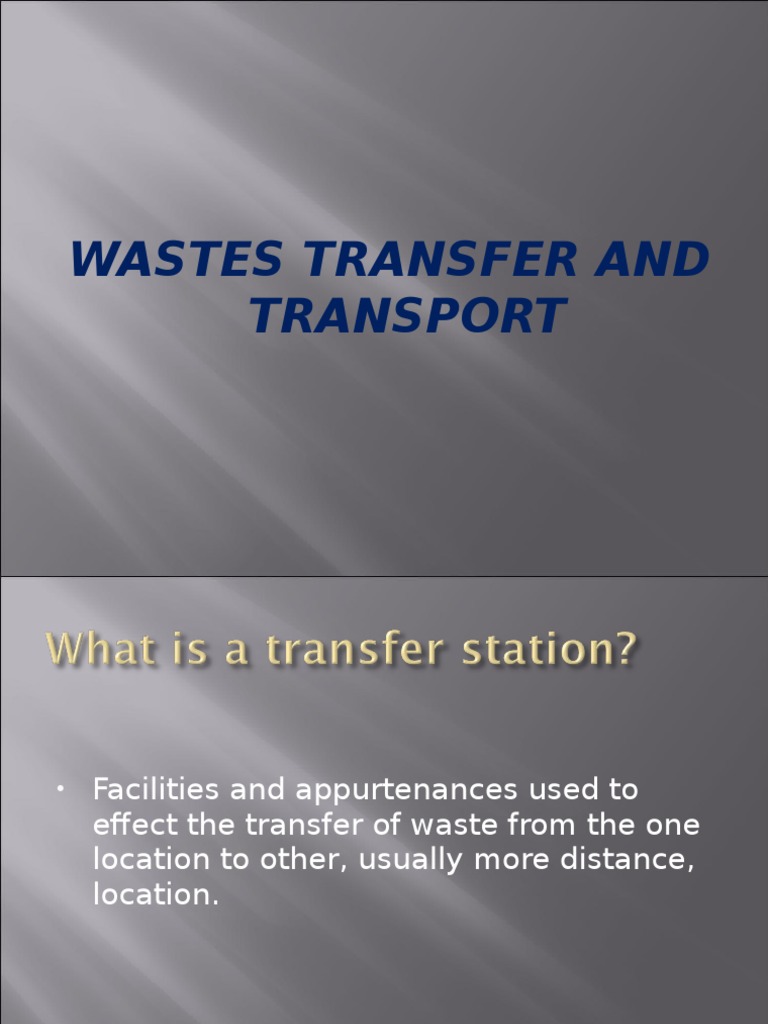 Lecture 6 Transfer Station 90210 | PDF | Waste Management | Municipal ...