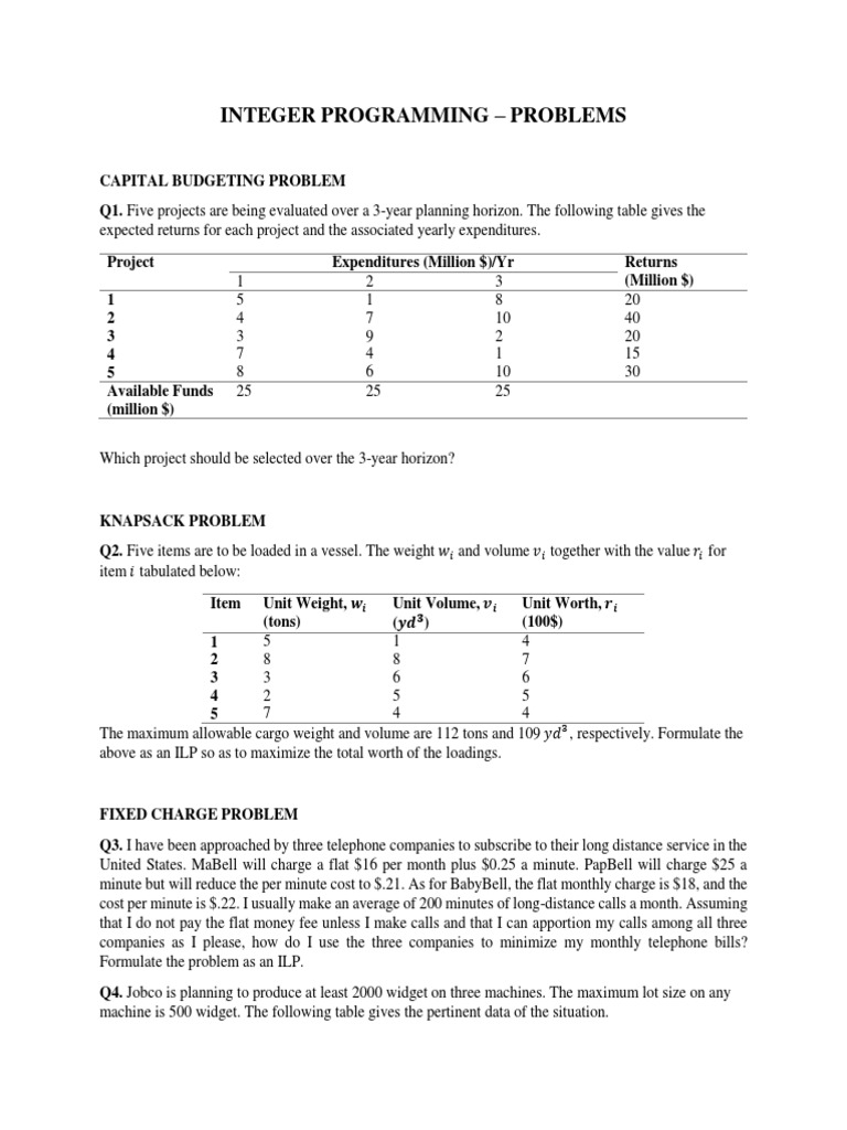 Integer Programming Without Solutions | PDF | Business