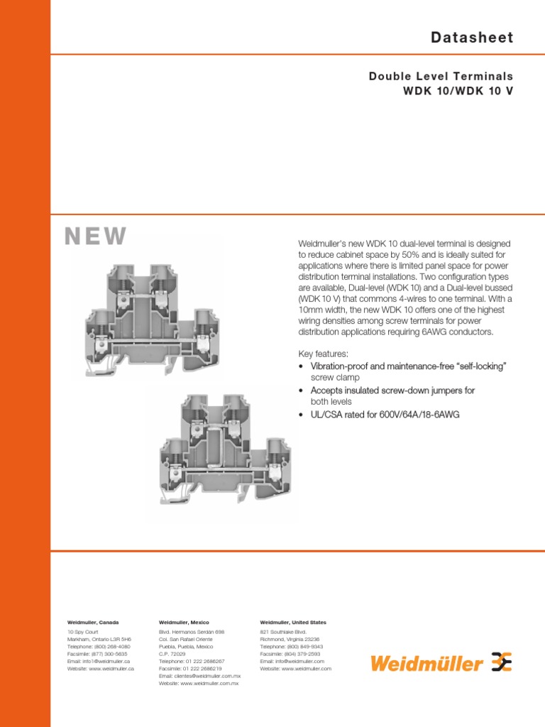 Datasheet: Double Level Terminals WDK 10/WDK 10 V | PDF | Manufactured ...
