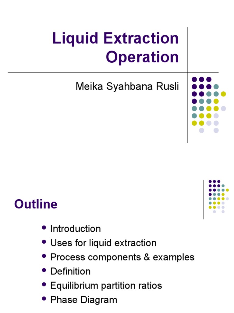 Liquid Extraction Operation | PDF | Solution | Phase (Matter)