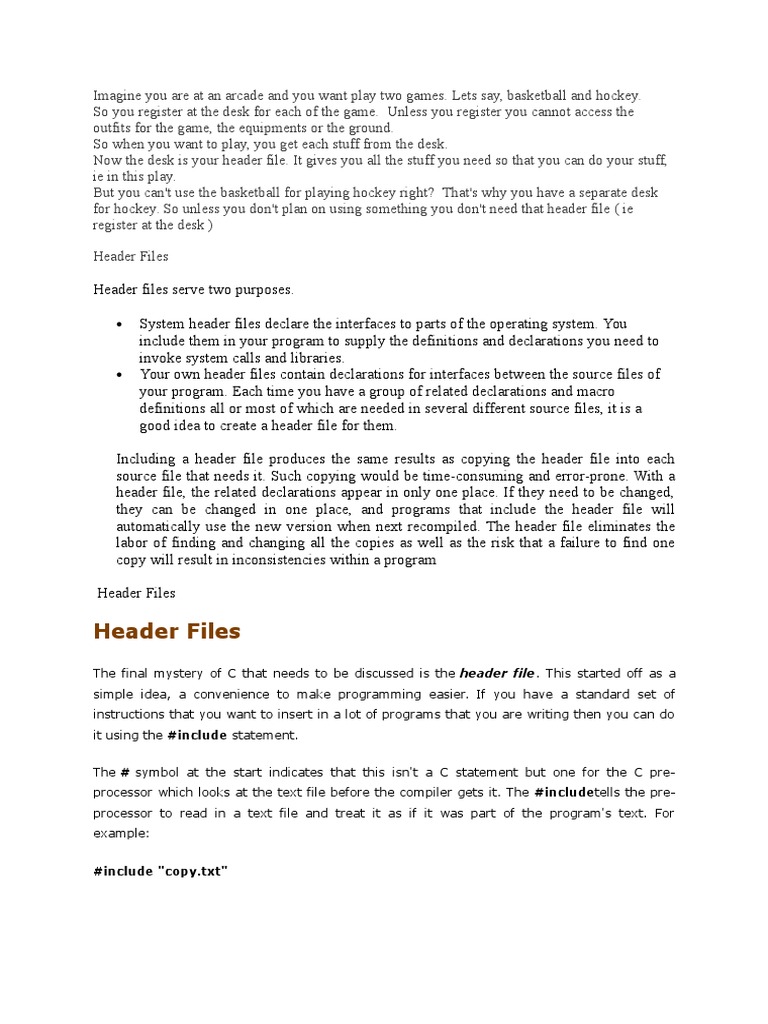 Header Files C Programming Language Computer Programming