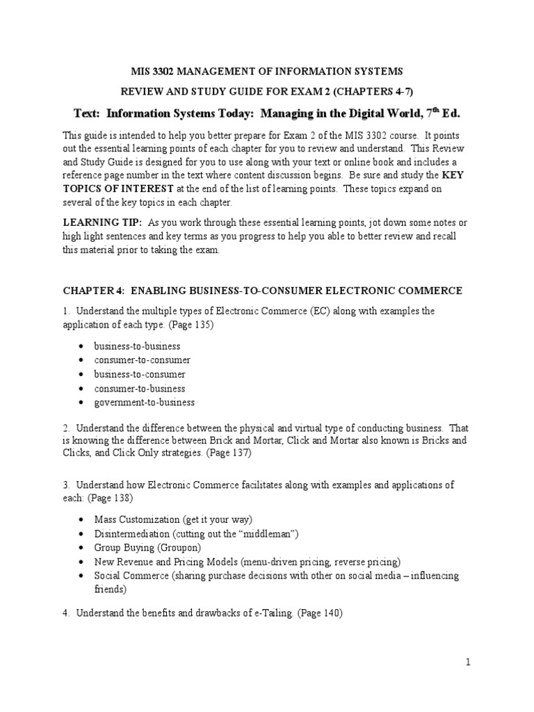 MIS 3302 Exam 2 Review and Study Guide | PDF | Enterprise Resource ...