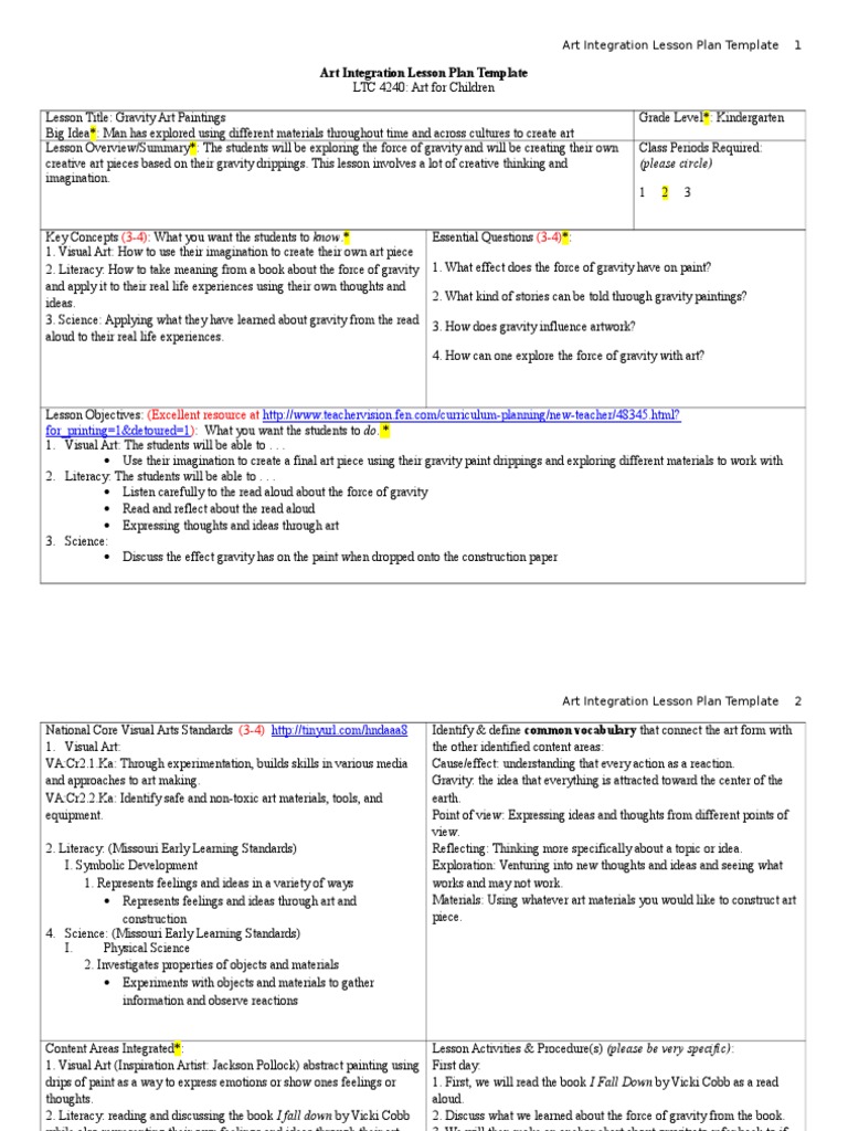 Art Integration Lesson Plan-Final | PDF | Lesson Plan | Emotions