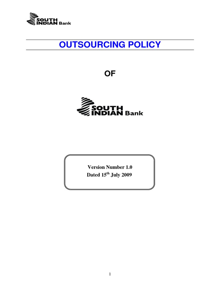 Outsourcing Policy | PDF | Outsourcing | Reserve Bank Of India