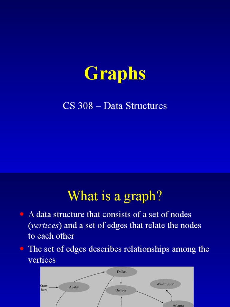 Graphs Cs 308 Data Structures Pdf Vertex Graph Theory