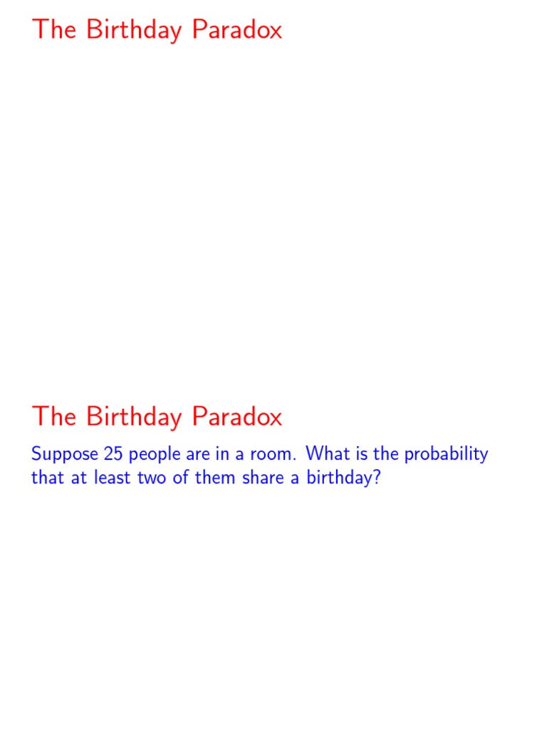 Birthday Paradox | PDF | Applied Mathematics | Probability Theory