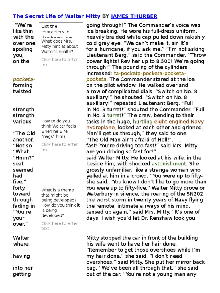 The Secret Life of Walter Mitty Story | PDF | Nature