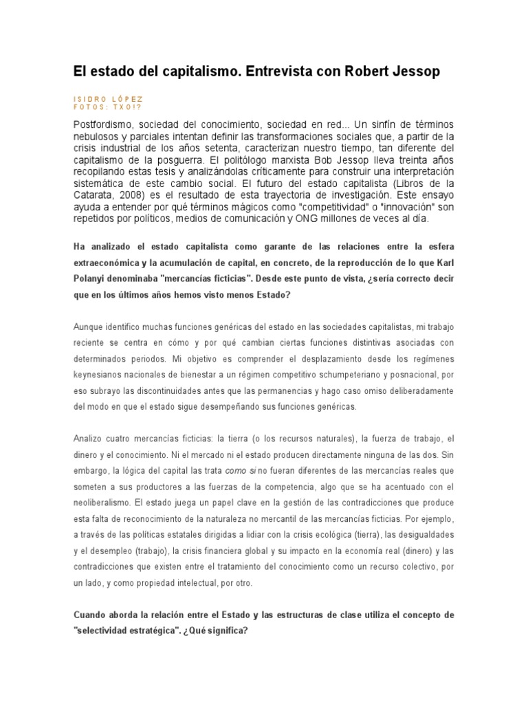 El Estado Del Capitalismo Robert Jessop | Descargar gratis PDF ...