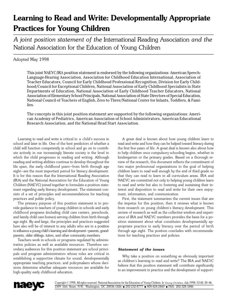 Writing Practices for Young Children | Reading (Process) | Literacy