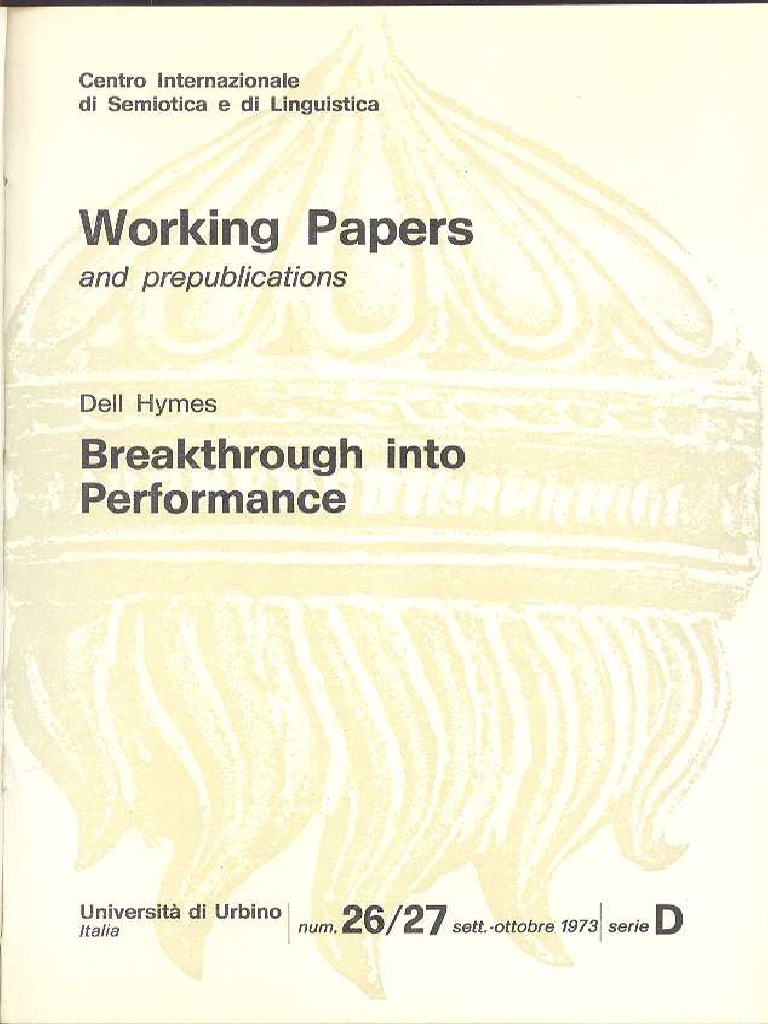 Dell Hymes Breakthrough Into Performance