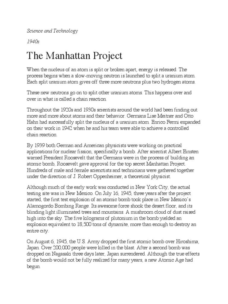 The Manhattan Project | Download Free PDF | Manhattan Project | Nuclear ...