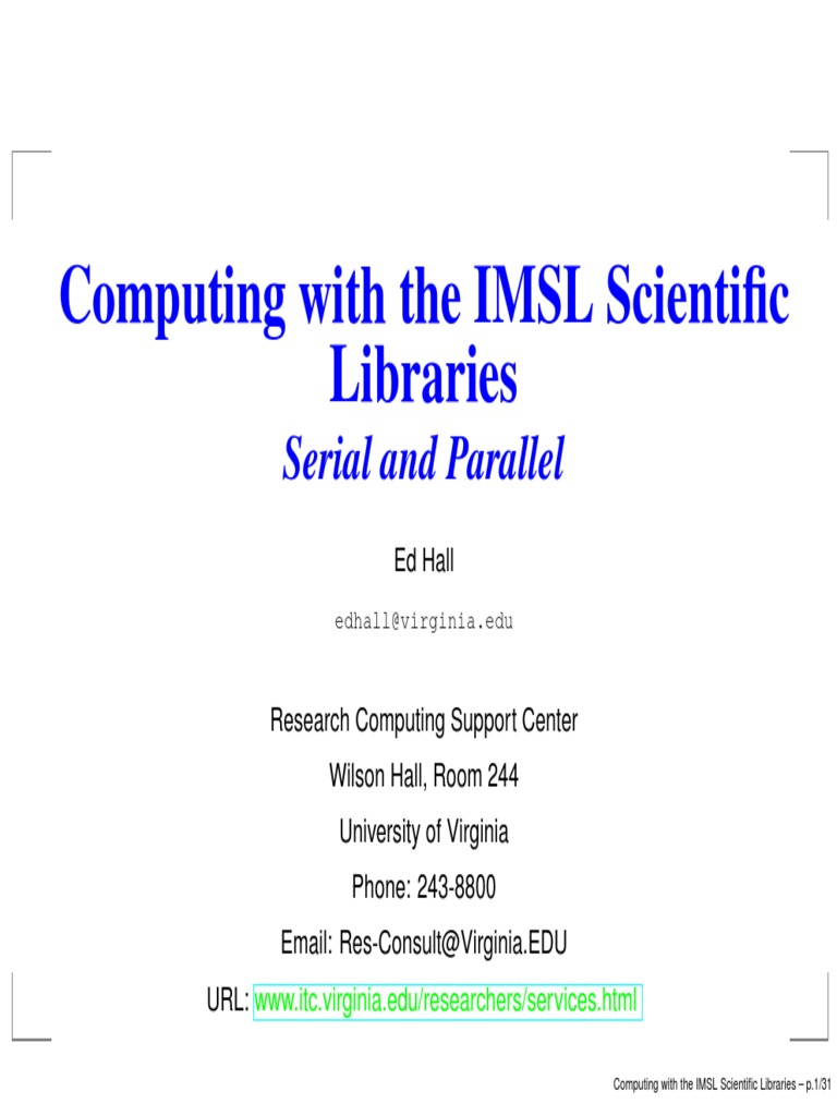 Imsl Talk | PDF | Message Passing Interface | Subroutine