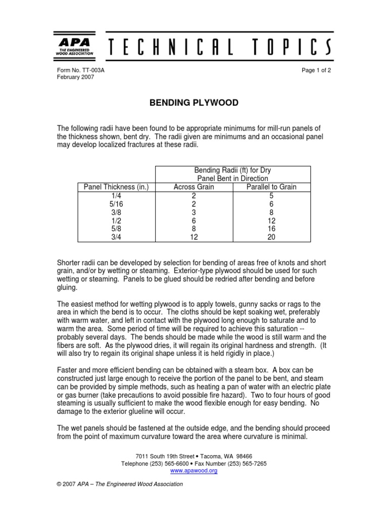 Plywood Bending Radius | PDF | Plywood | Paint
