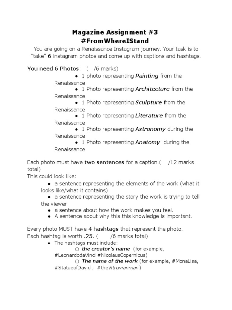 Renaissance Instagram Photo Project | PDF