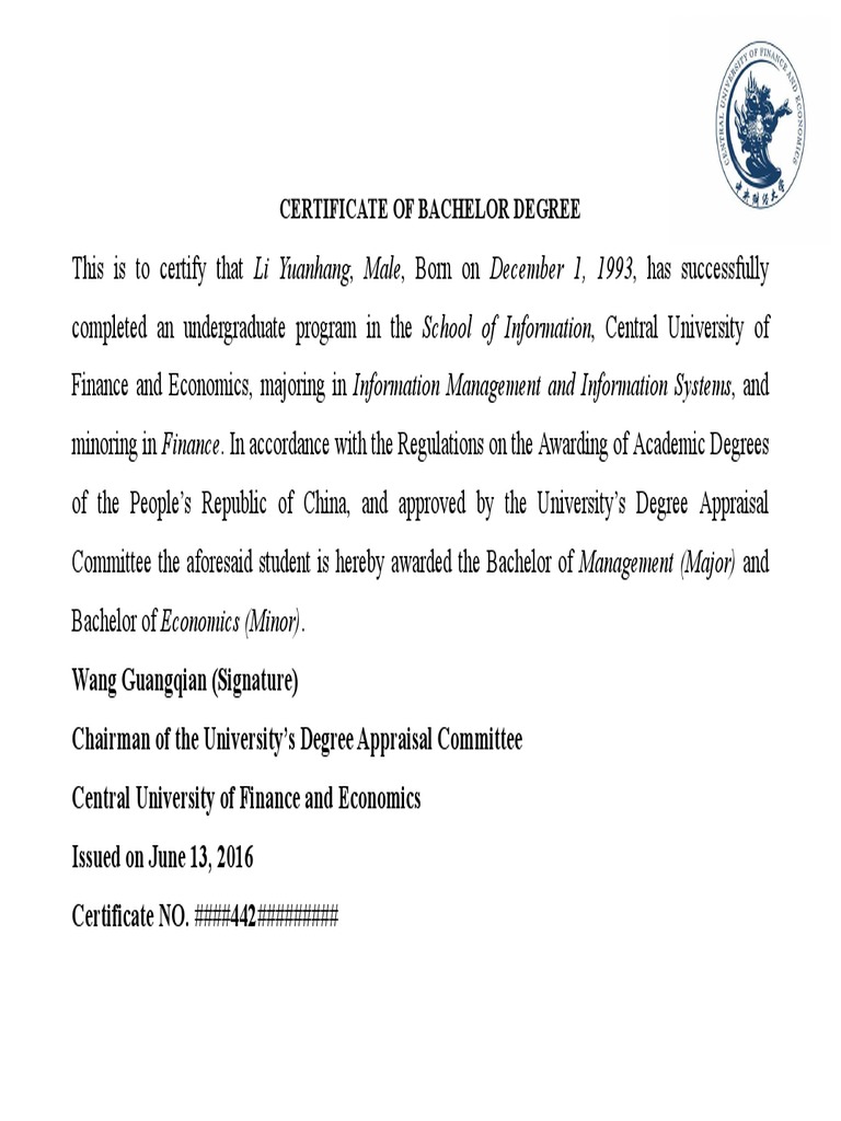 Bachelor Degree | PDF