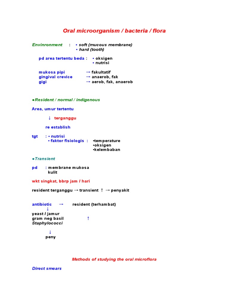 Oral Microorganism / Bacteria / Flora: Envinronment | PDF