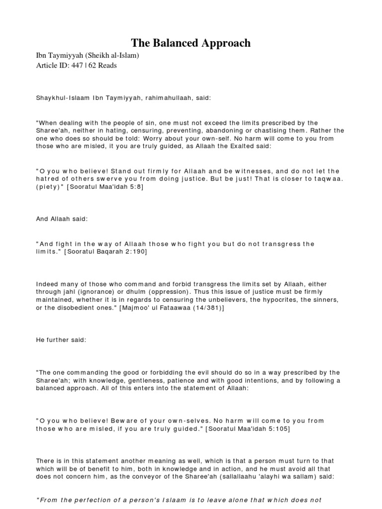 The Balanced Approach | PDF