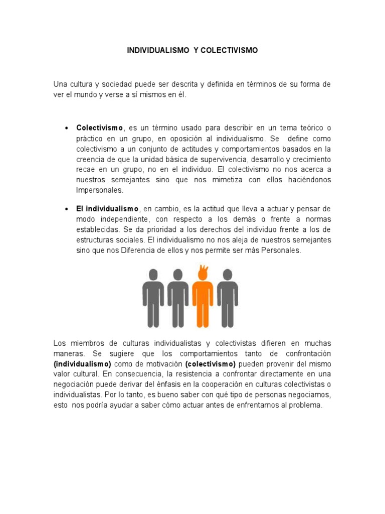 Individualismo y Colectivismo. | PDF | Individualismo | Colectivismo