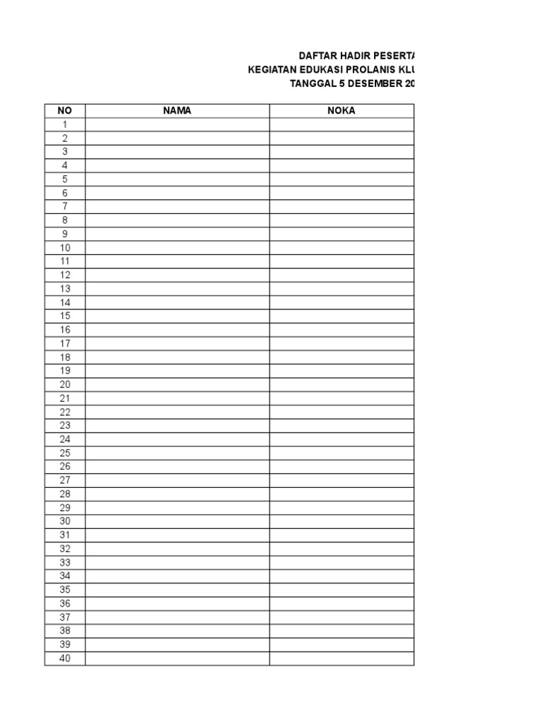 Absen Pro Senam | PDF