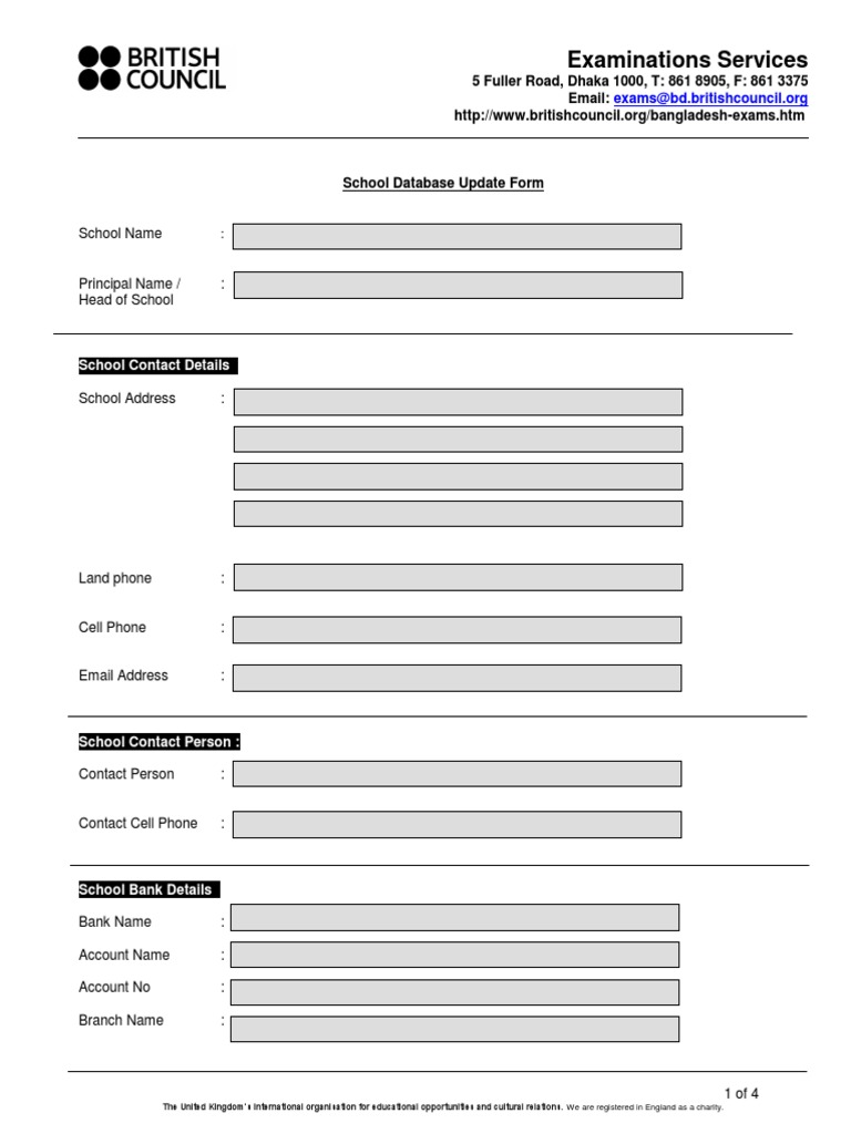 School Database Update Form | PDF | Educational Assessment And ...