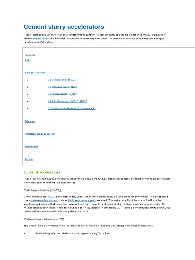 Cement Slurry Accelerators | PDF | Potassium Chloride | Chloride