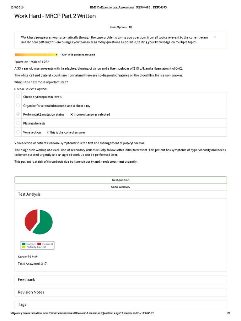 Work Hard - MRCP Part 2 Written: Question 1938 of 1956 | PDF