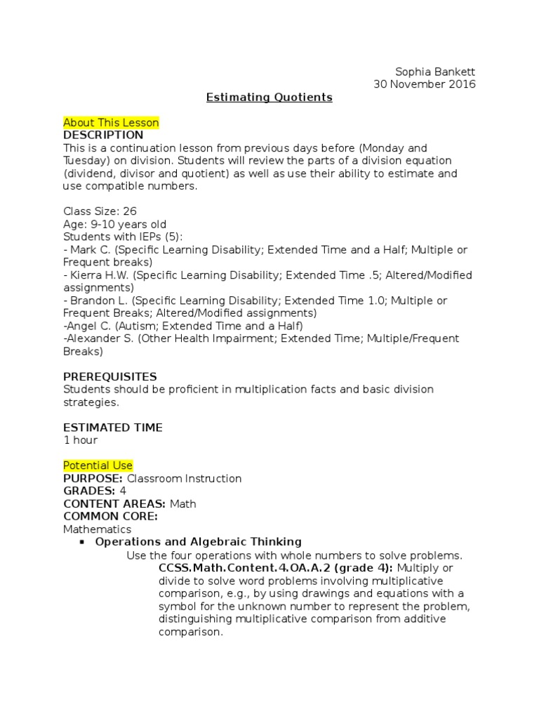 math lesson for formal observation | Division (Mathematics) | Attention