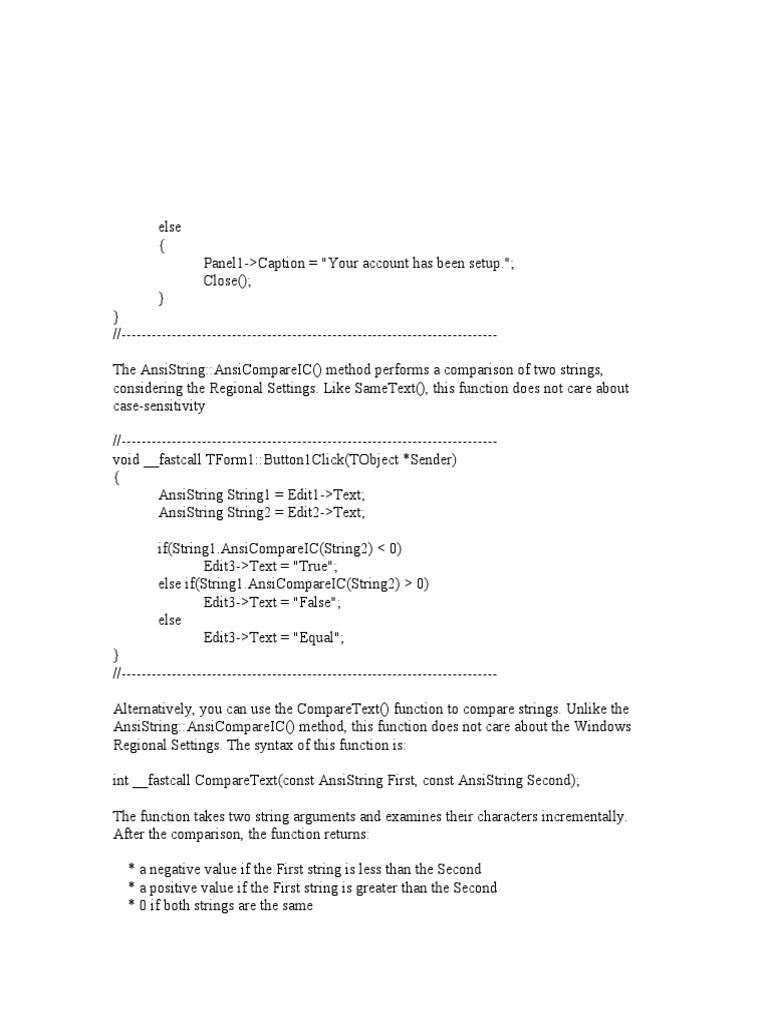 Method Performs A Comparison of Two Strings, Considering The Regional ...
