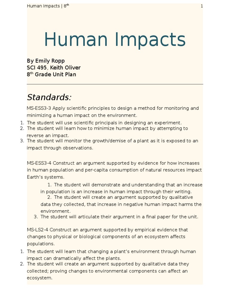 Human Impacts | Download Free PDF | Experiment | Human Impact On The ...