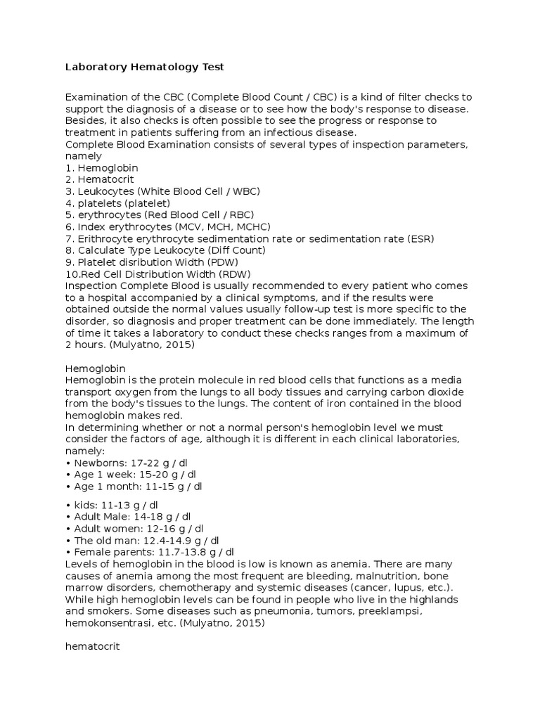 CBC | PDF | Blood Cell | White Blood Cell