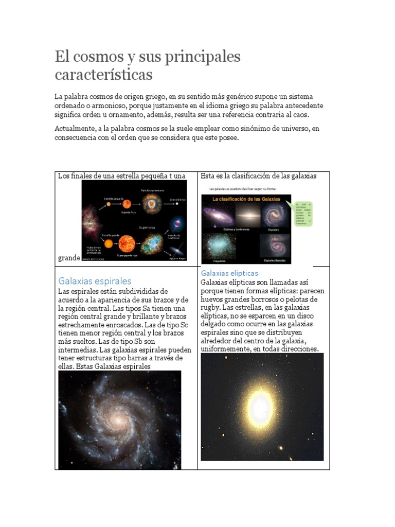 Características del Cosmos y Galaxias | PDF