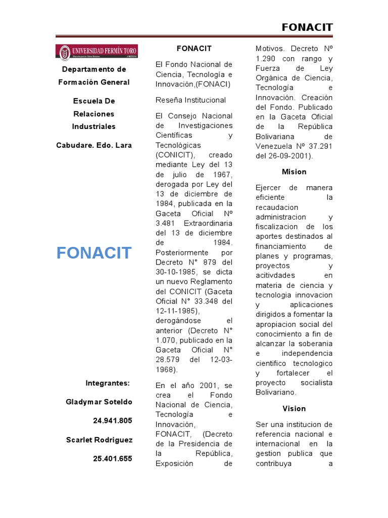 FONACIT | PDF | Science | Gobierno